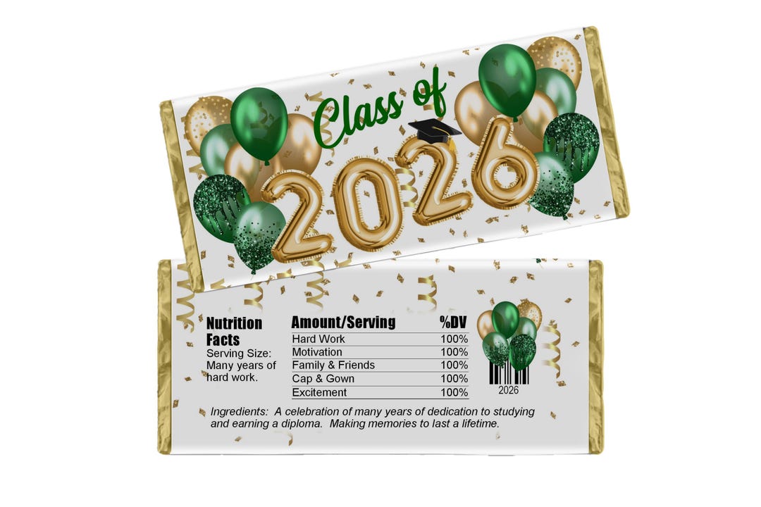 Graduation Party Favors, Custom Candy Wrappers, Class of 2026, Hershey ...