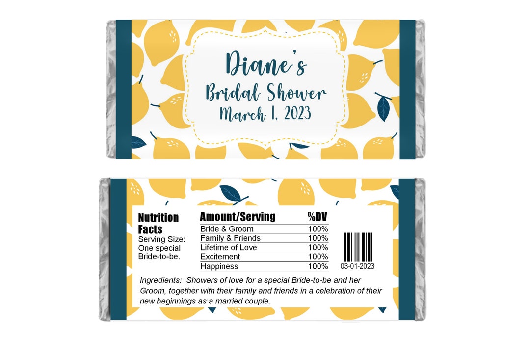 Personalized Candy Wrappers for Chocolate, Lemon Party Favors, Pack of ...