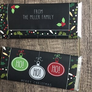 Christmas Ornament Candy Bar Wrappers for Chocolate, Personalized Candy ...