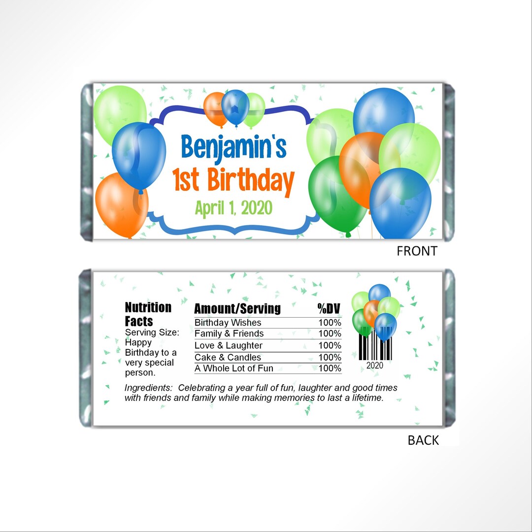 Personalized Candy Bar Wrappers, Birthday Party Favors, Custom Hershey ...