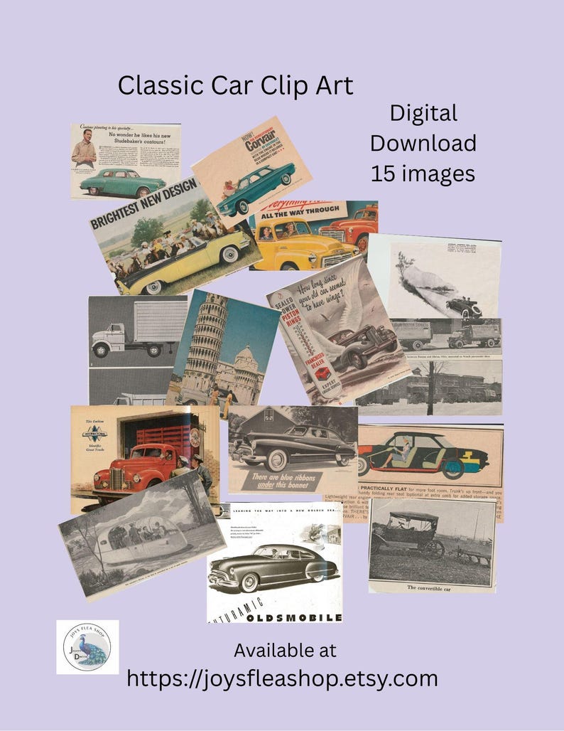 15 Vintage Car Clip Art, Classic Cars, Advertisements, Newspaper ...