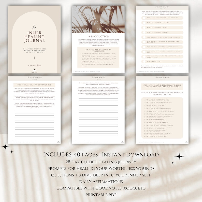 Inner Healing Journal | Self Worth Journal | MRR | Digital Products ...