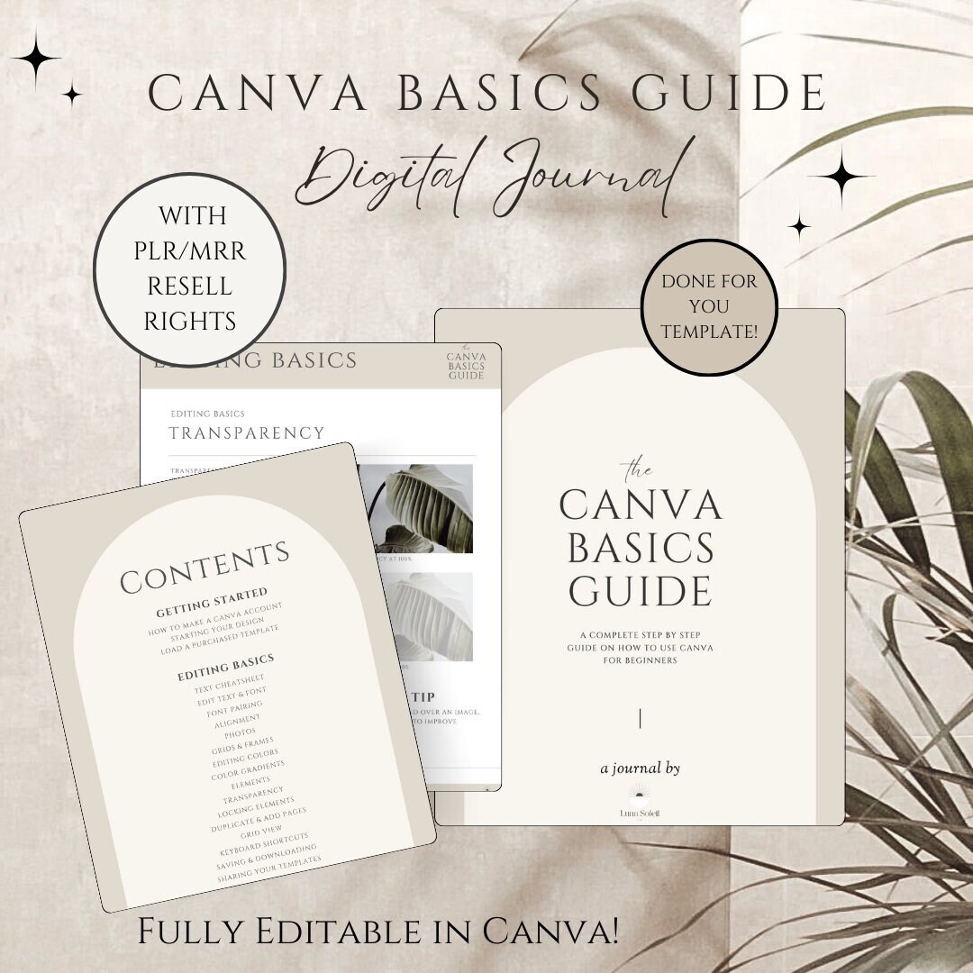 Canva Basics Guide MRR Canva User Guide PLR Done for You Digital ...
