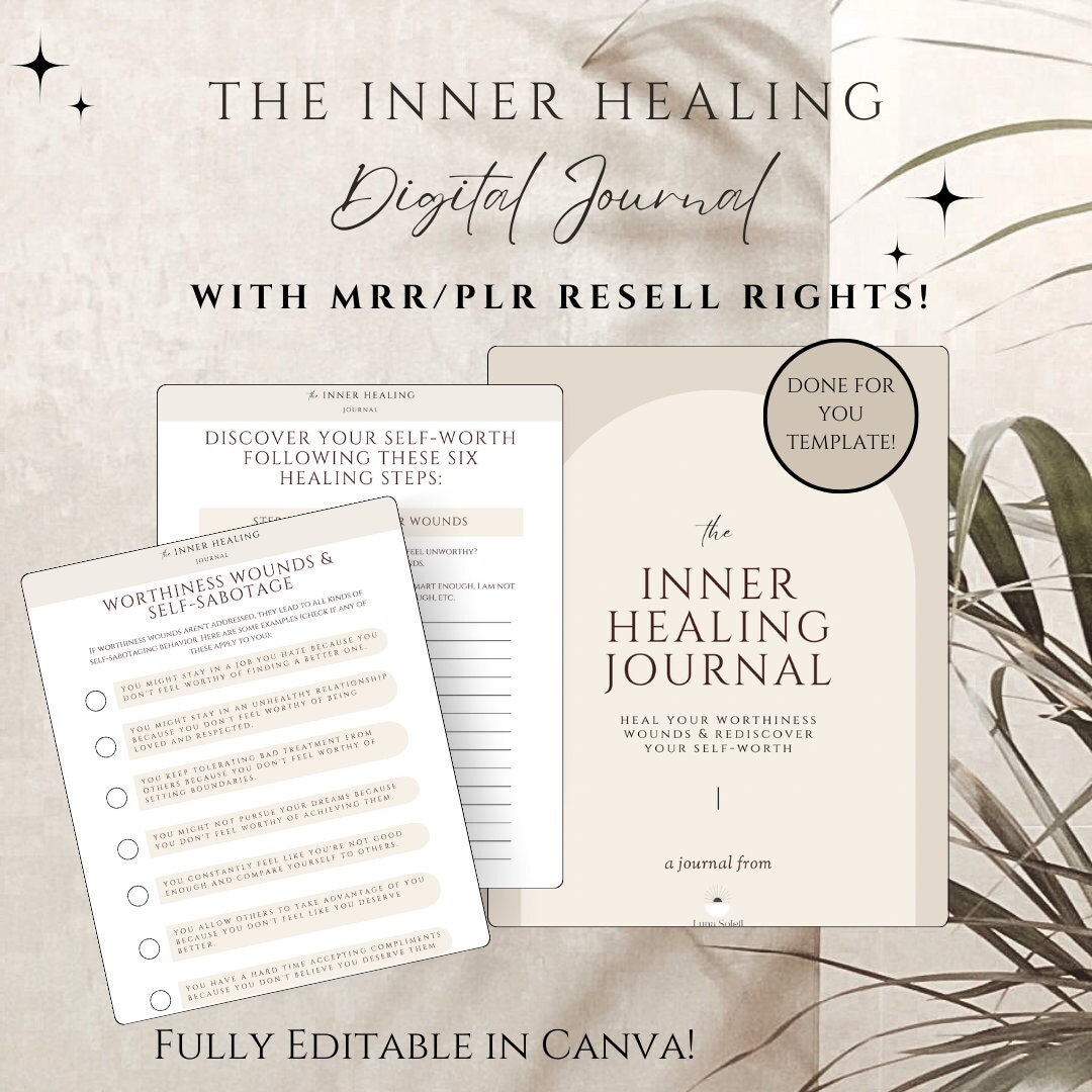 Inner Healing Journal Self Worth Journal MRR Digital Products PLR ...