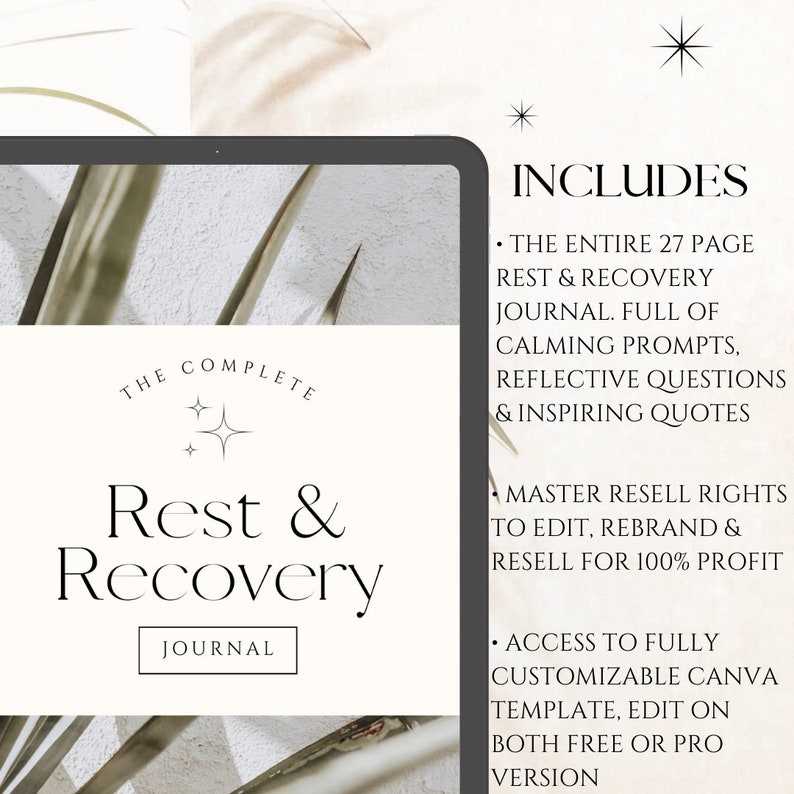 Rest & Recovery Digital Journal With Master Resell Rights | MRR ...