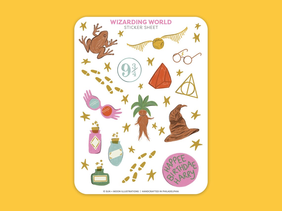 Wizard Sticker Sheet, Wizard Stickers, Planner Stickers, Bullet Journal ...