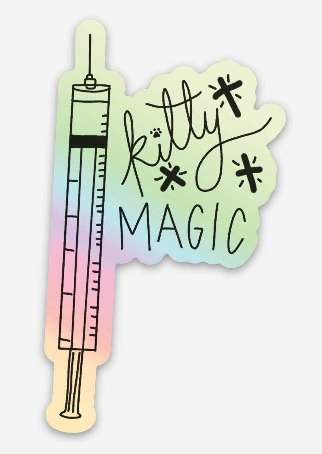 Holographic Kitty Magic Syringe Water Bottle Sticker - Etsy