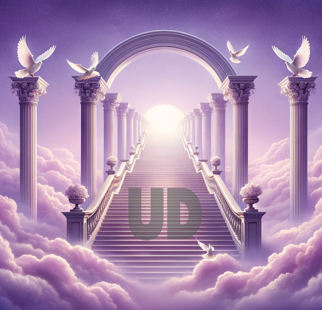 Purple Column Heaven Background | Clouds | Doves | Memorial Wallpaper ...
