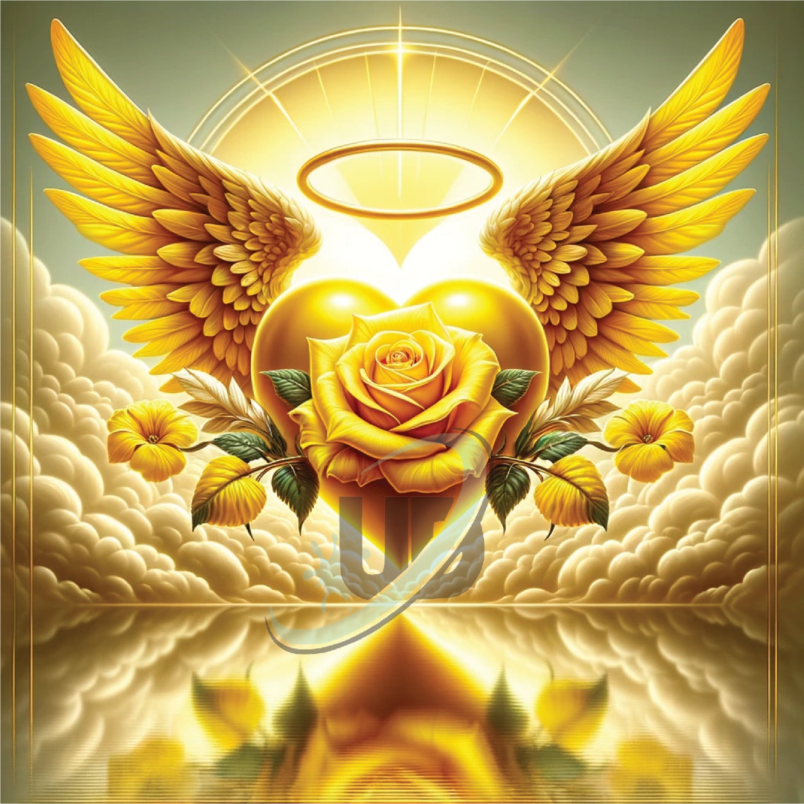 Yellow Wings Heaven Background Clouds Memorial Wallpaper Funeral ...