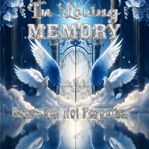 In Loving Memory PNG | Blue Silver Memorial Background | Silver Text ...
