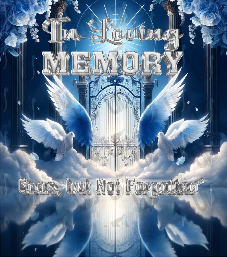 In Loving Memory PNG | Blue Silver Memorial Background | Silver Text ...