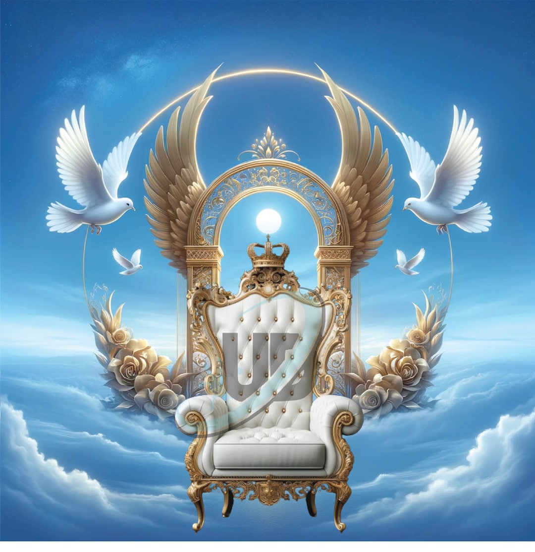 Blue Chair Heaven Background | Clouds | Doves| Memorial Wallpaper | Funeral Program - Etsy