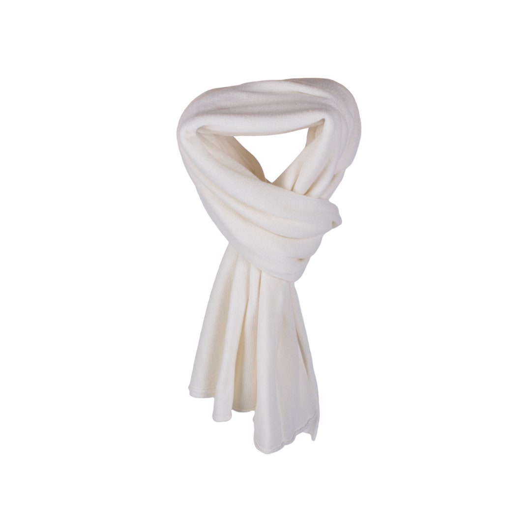 Women's 100% Cashmere Wrap Scarf - White - Hand Made in Scotland by ...