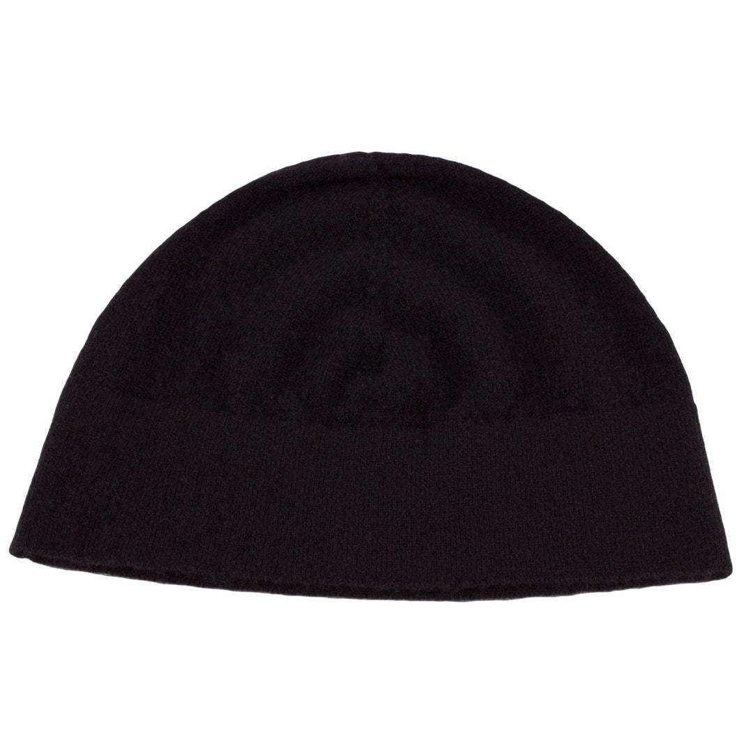 Mens 100% Cashmere Watch Cap Beanie Hat - Black - Handmade in Scotland ...