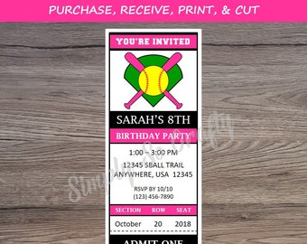 Softball invitation | Etsy