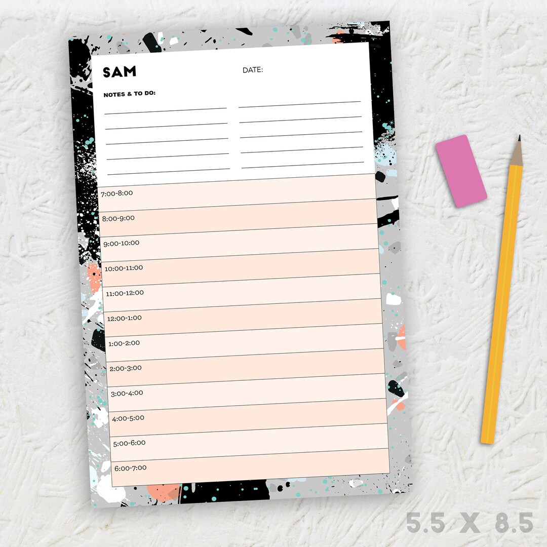 Paint Splatter Personalized Daily Schedule DIGITAL DOWNLOAD - Etsy