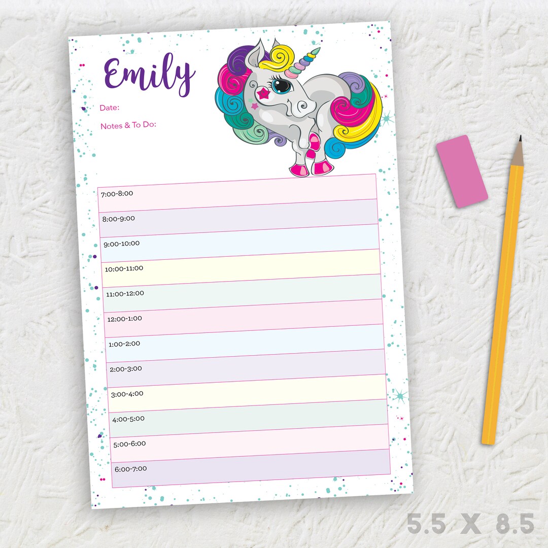 Unicorn Personalized Daily Schedule DIGITAL DOWNLOAD - Etsy