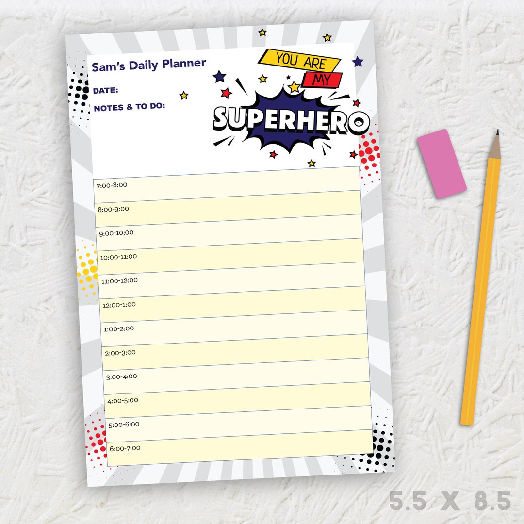 Superhero Personalized Daily Schedule DIGITAL DOWNLOAD - Etsy