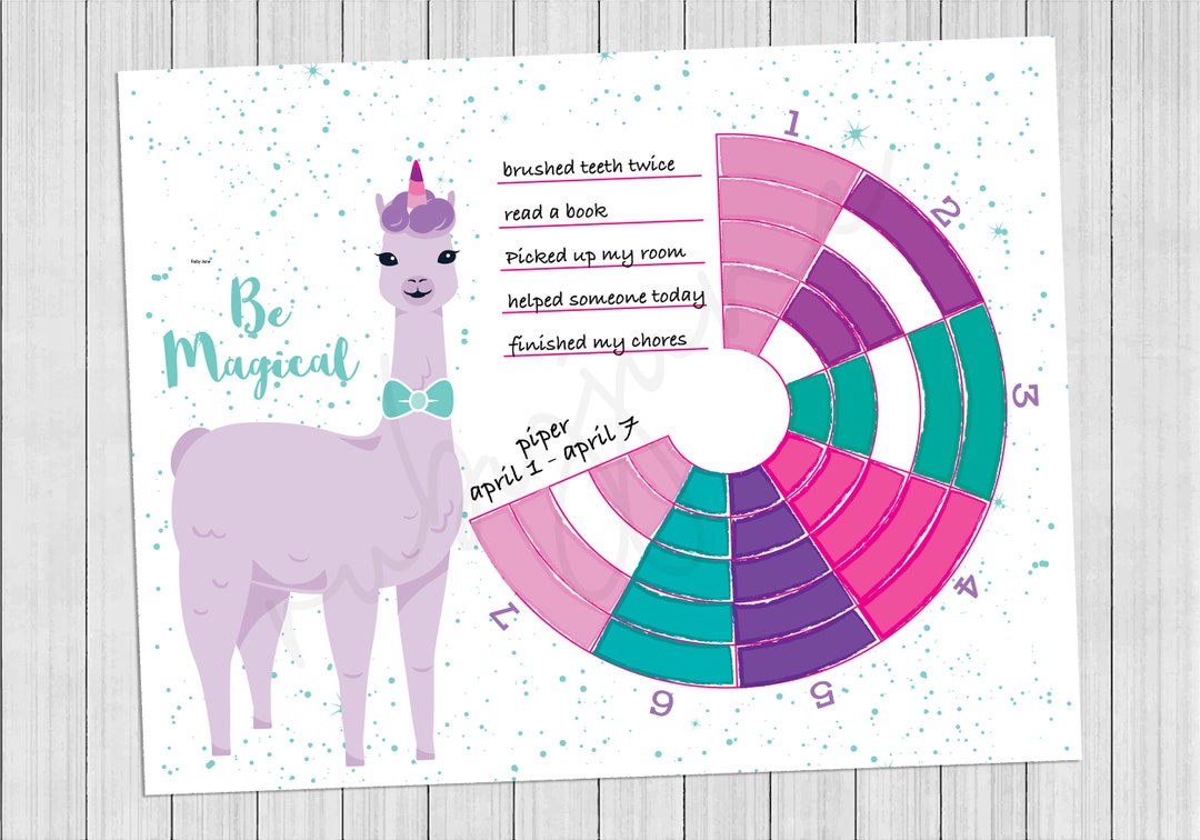 Magical Llama Weekly Healthy Habit Tracker for Kids Digital - Etsy