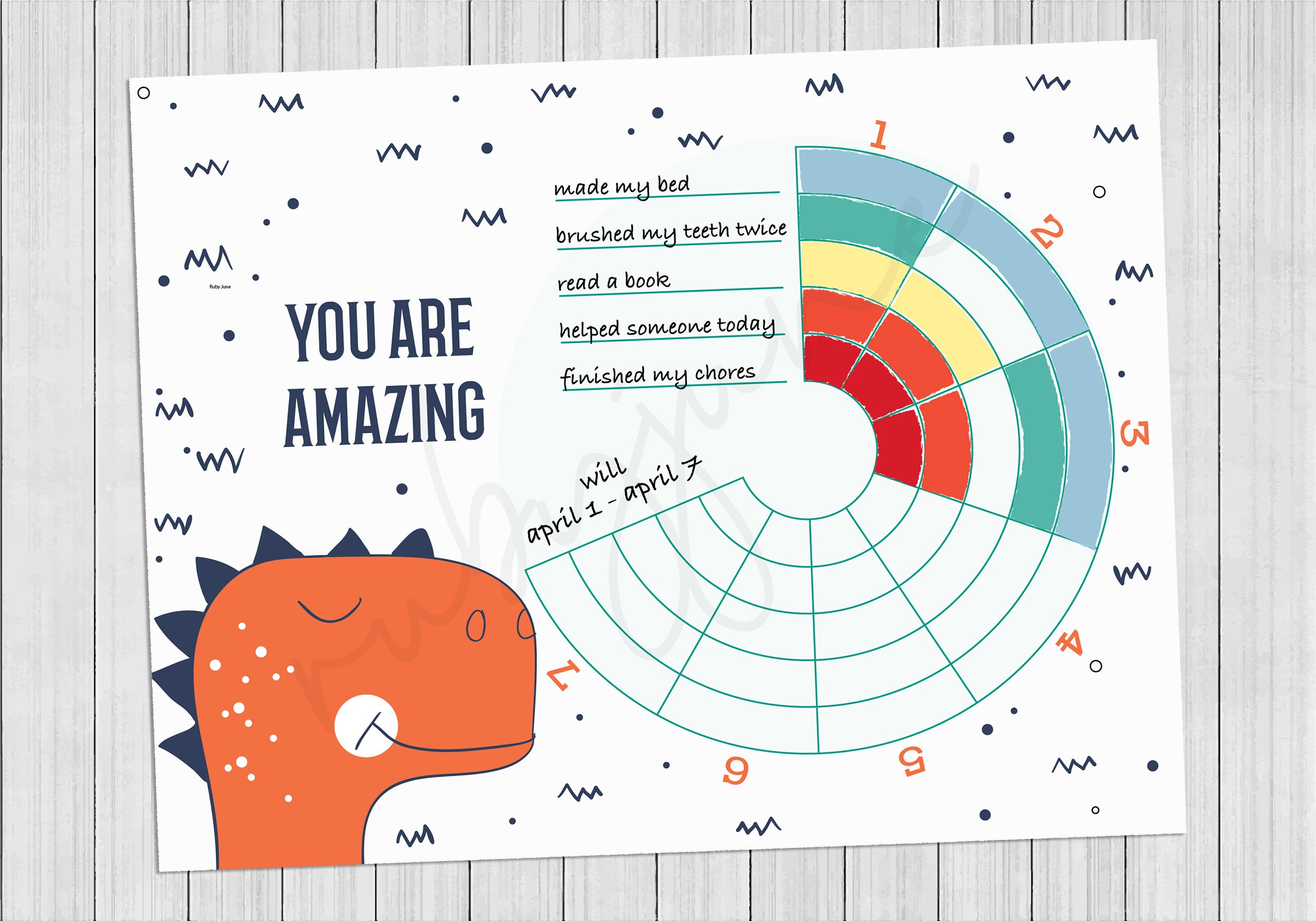 Awesome Dinosaur Weekly Healthy Habit Tracker for Kids - Digital ...