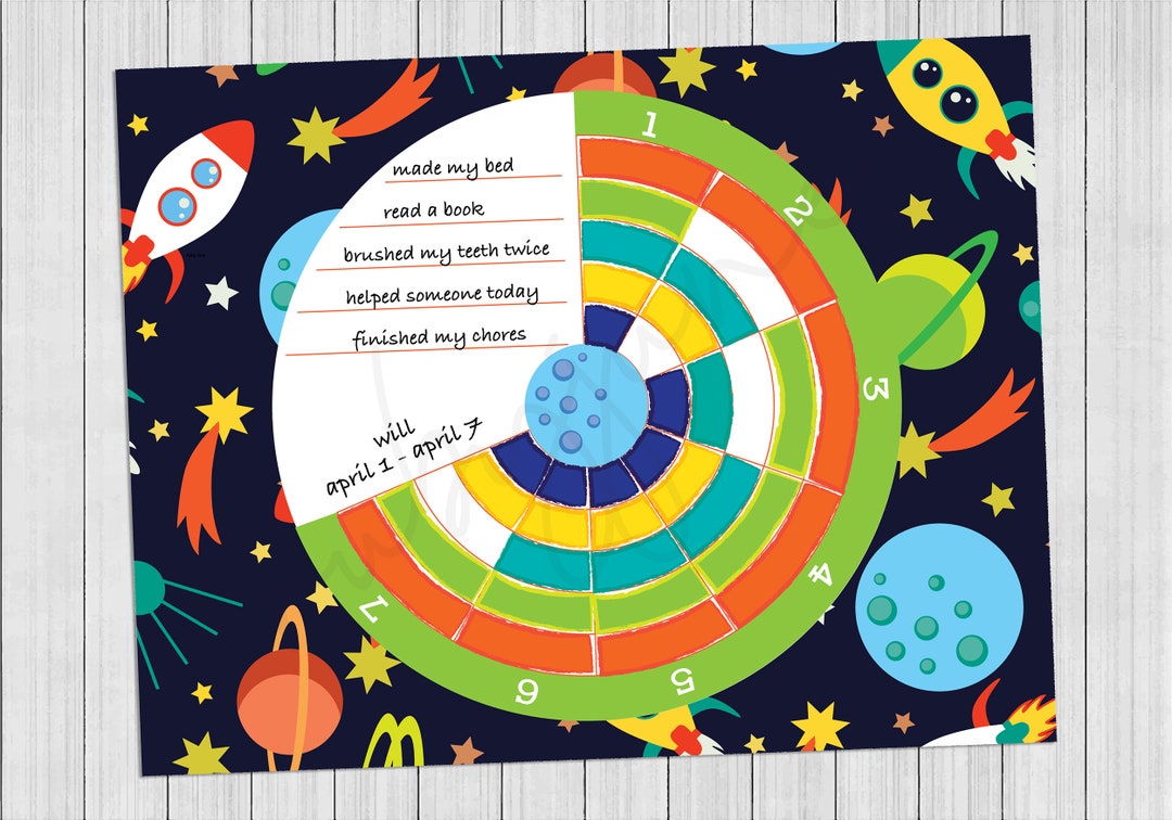 Space Weekly Healthy Habit Tracker for Kids - Digital Download for ...