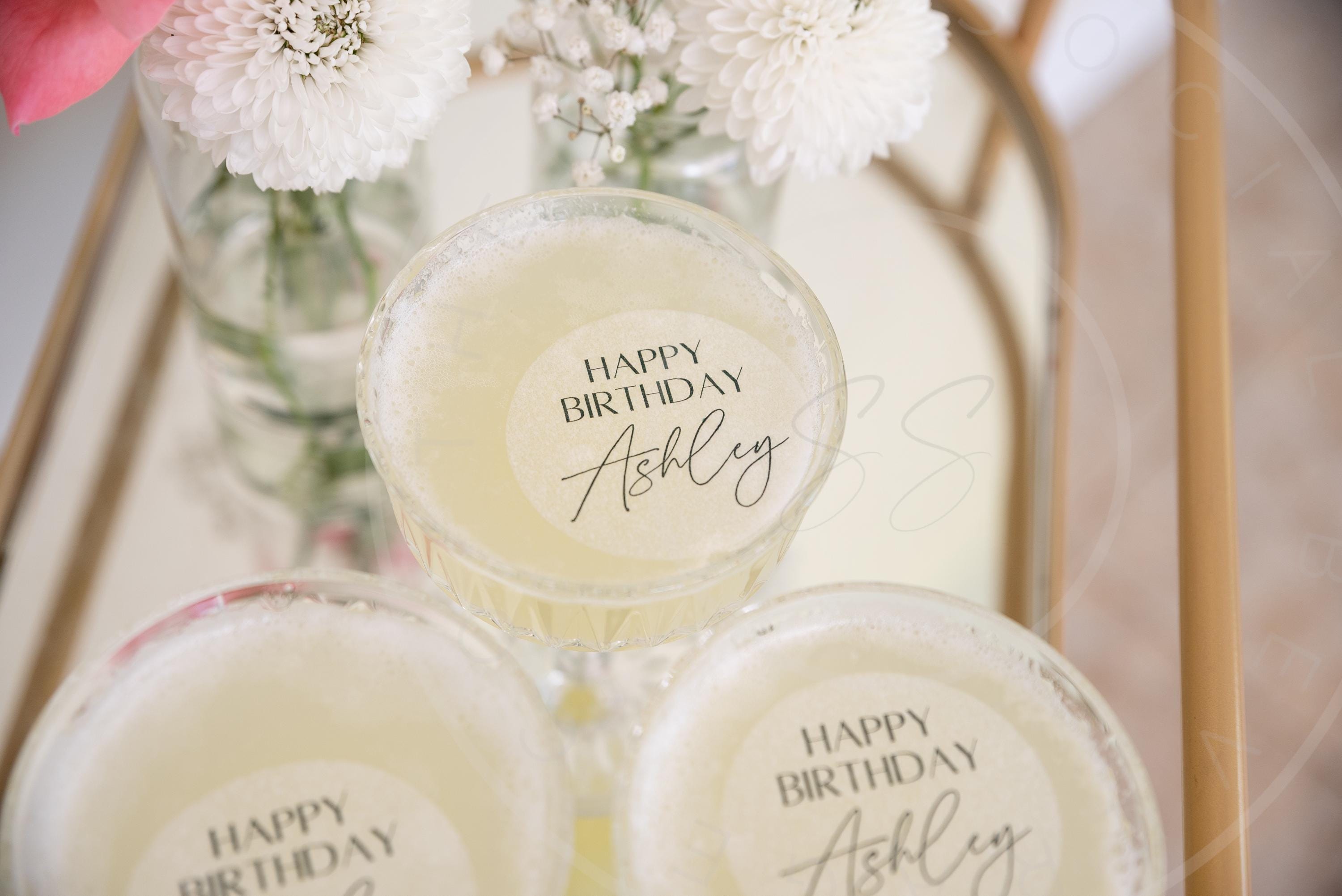Chic Happy Birthday Cocktail Toppers Black and White - Happy Birthday ...