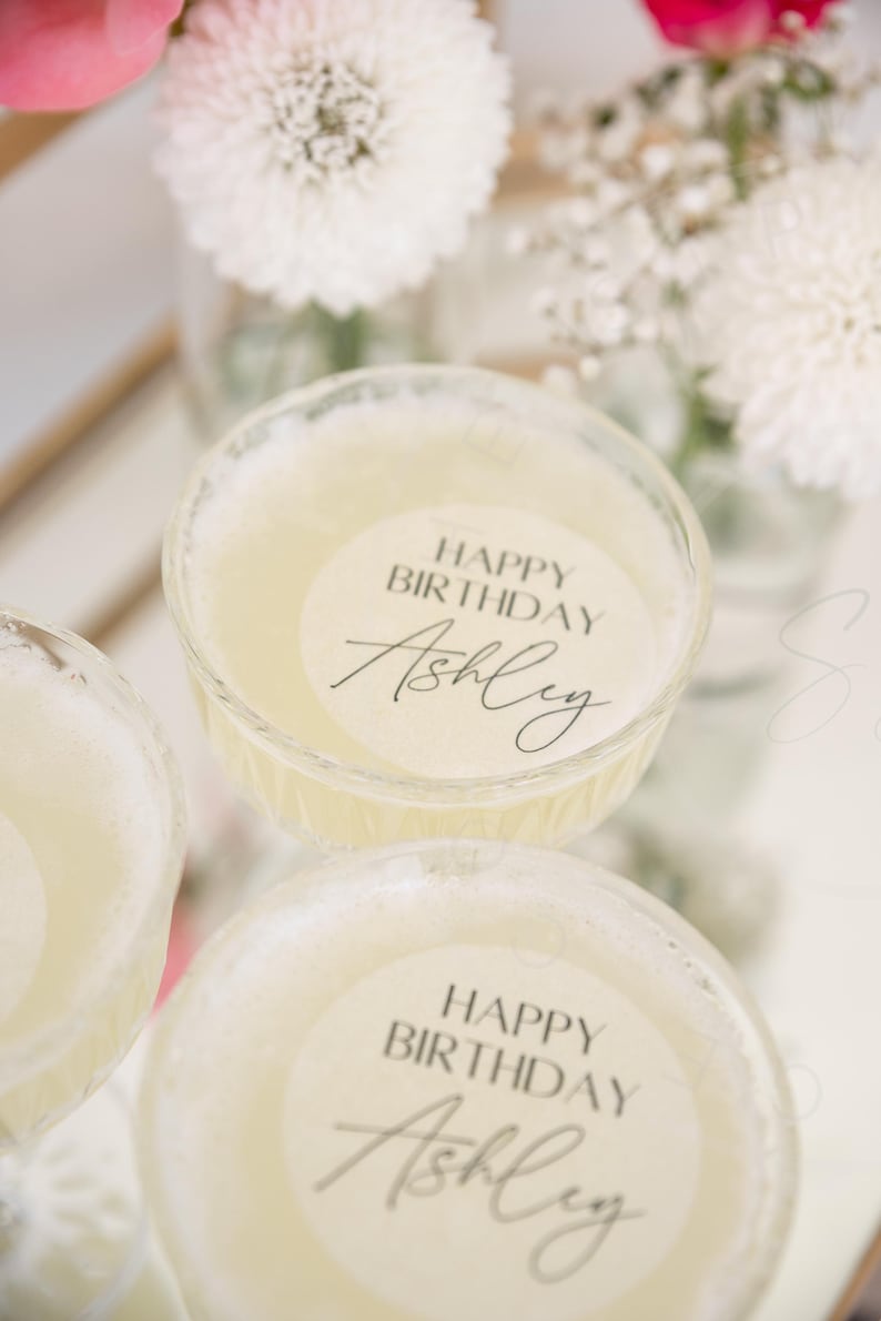 Chic Happy Birthday Cocktail Toppers Black and White - Happy Birthday ...
