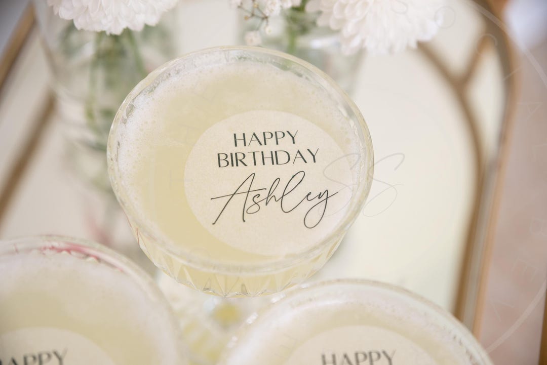 Chic Happy Birthday Cocktail Toppers Black and White - Happy Birthday ...