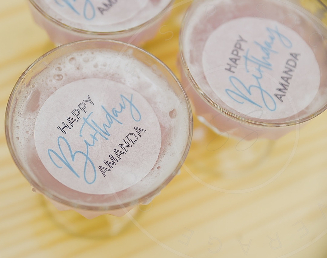 Happy Birthday Personalized Name Edible Cocktail Topper- Drink Topper ...