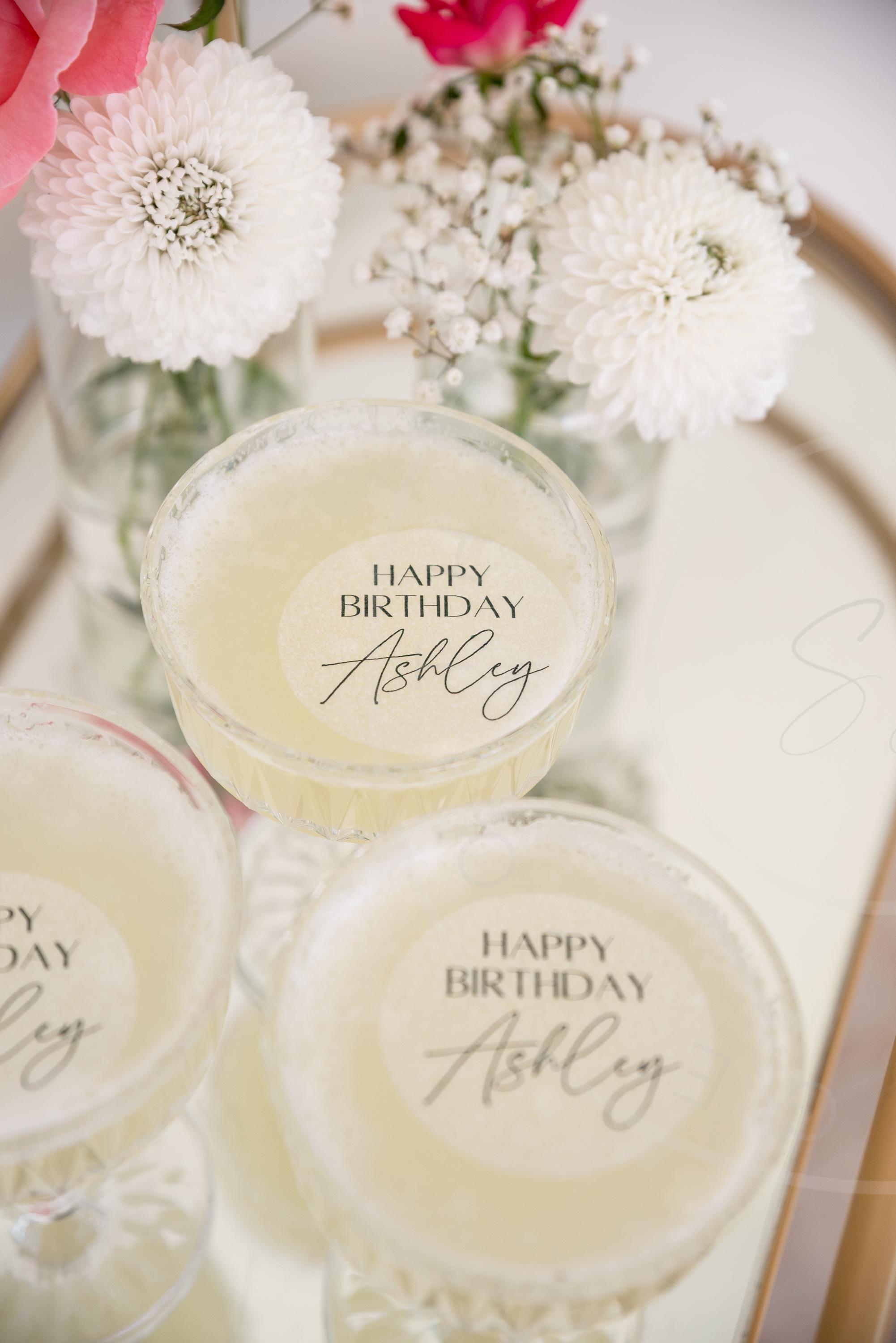 Chic Happy Birthday Cocktail Toppers Black and White - Happy Birthday ...