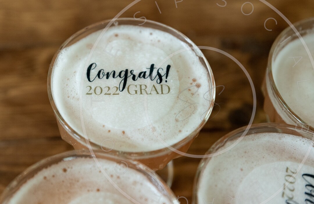 Graduation Party Edible Cocktail Toppers- Congrats Grad- Drink Topper ...