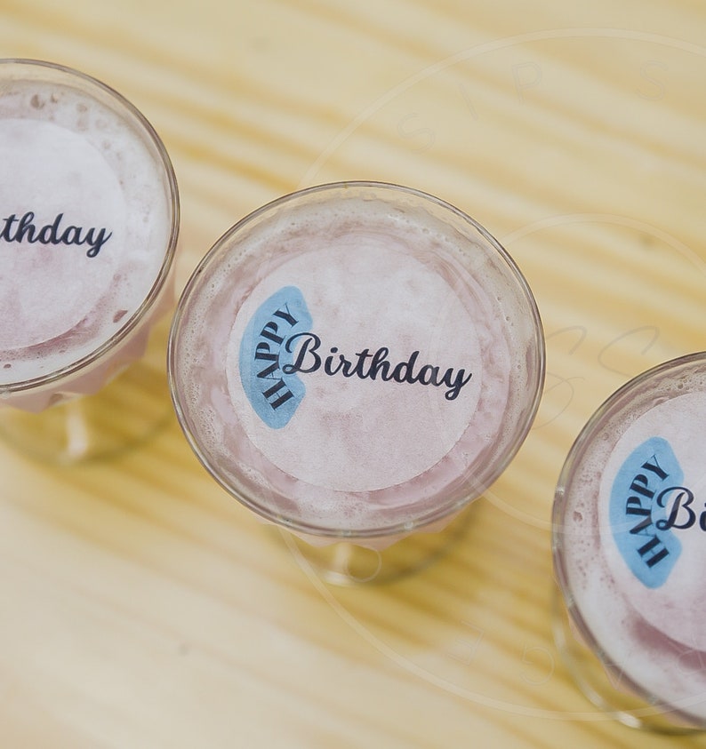 Happy Birthday Edible Cocktail Topper- Drink Topper- Birthday Drink ...