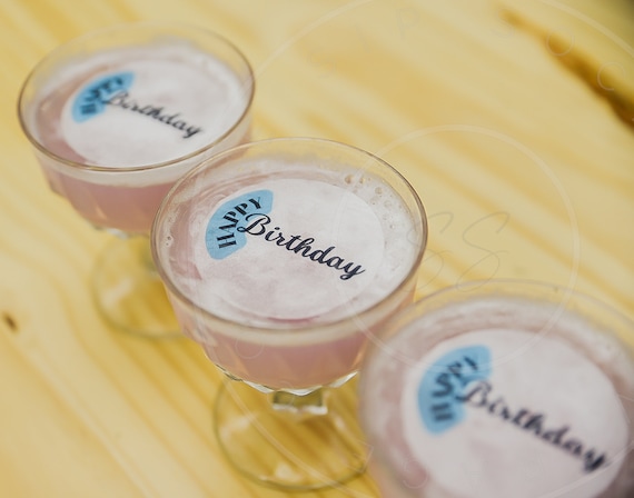 Happy Birthday Edible Cocktail Topper Drink Topper Birthday - Etsy