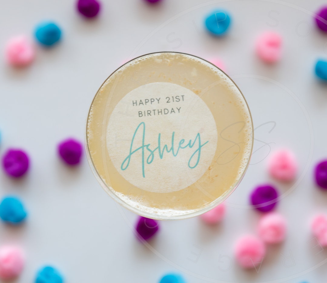 Personalized Birthday Edible Cocktail Topper - Etsy
