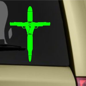Guns & Bullets Cross Bumper Sticker Vinyl Decal Christian Holy Jesus ...