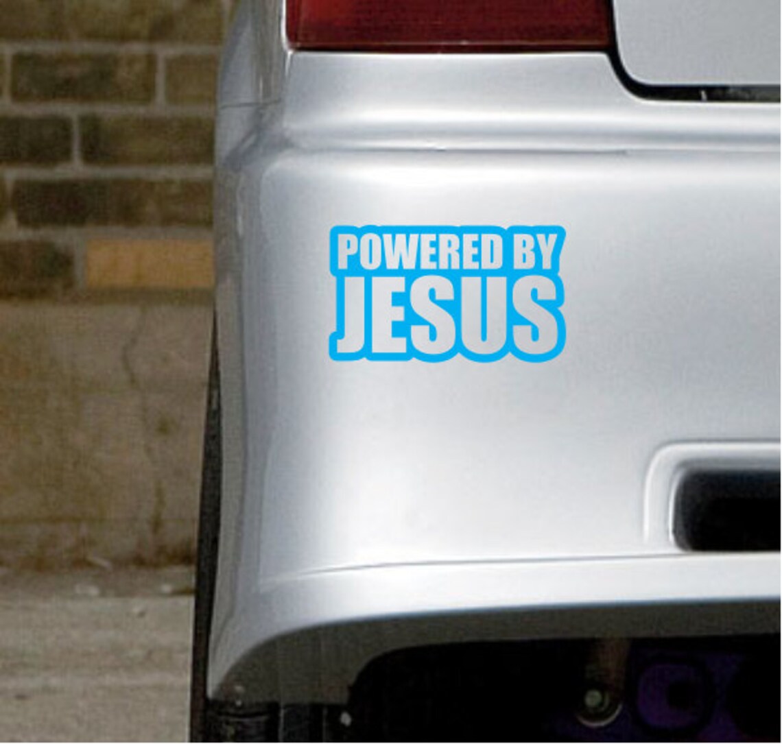 Powered by Jesus Bumper Sticker Vinyl Decal Funny Religious | Etsy