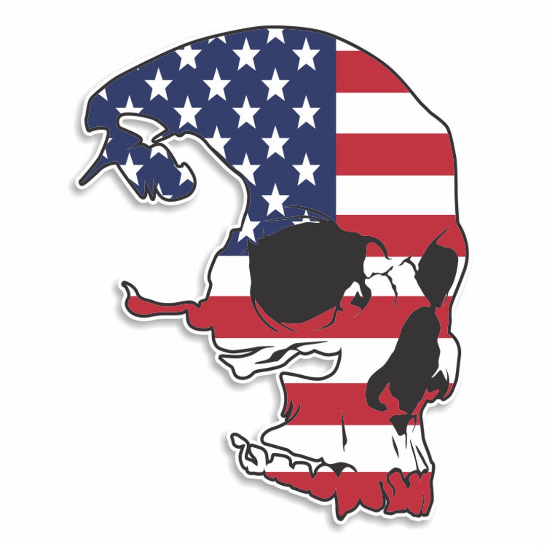 United States of America Flag Skull Decal Vinyl Sticker Stars & Stripes ...