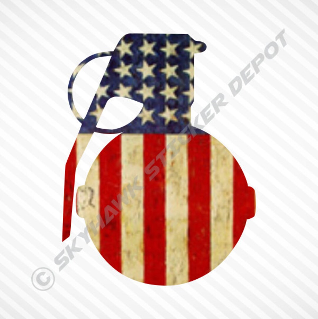 American Flag Grenade Sticker Vinyl Decal Bumper Sticker MacBook Pro ...