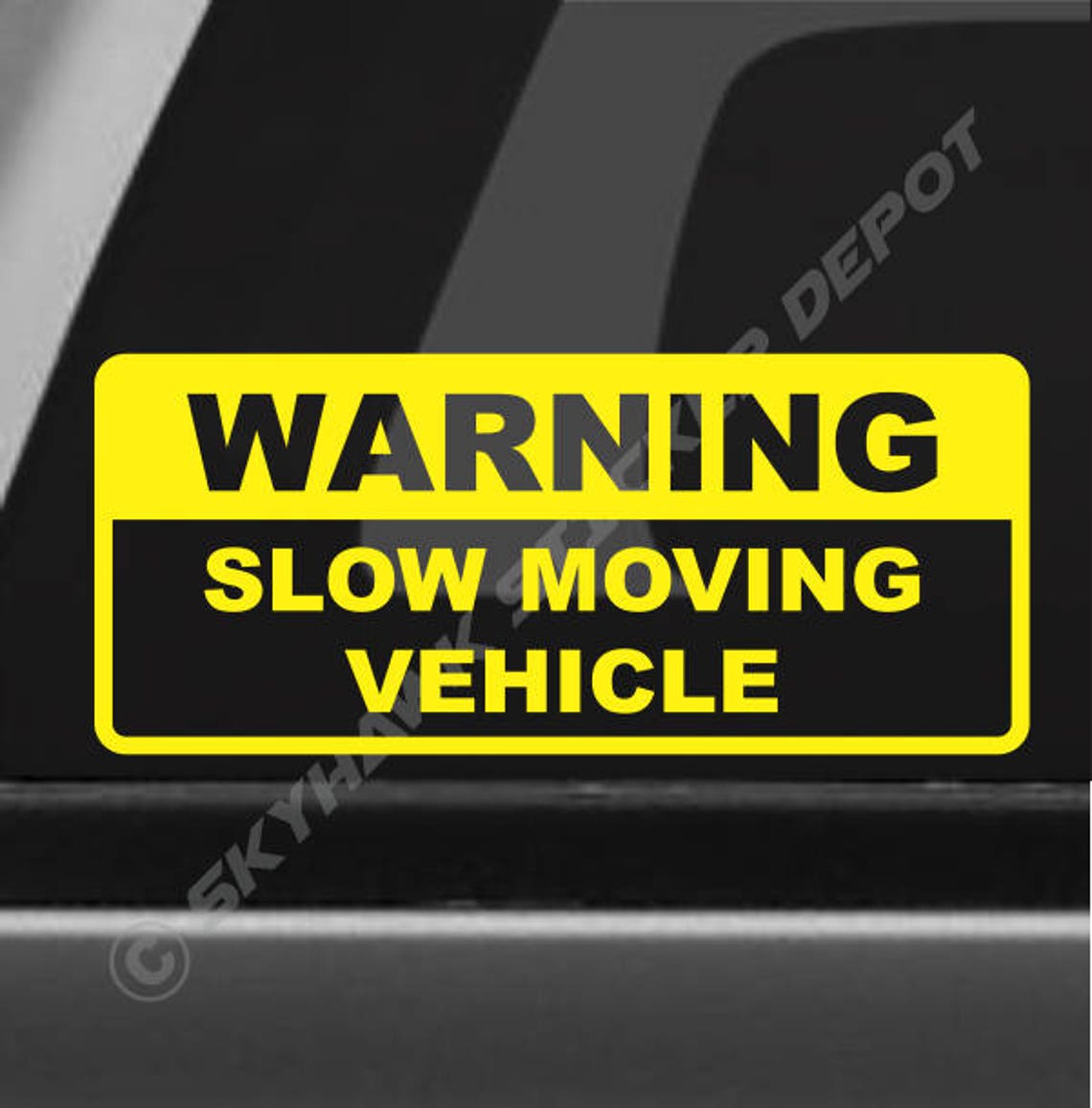 Warning, Slow Moving Vehicle Bumper Sticker Vinyl Decal - Car Pickup ...