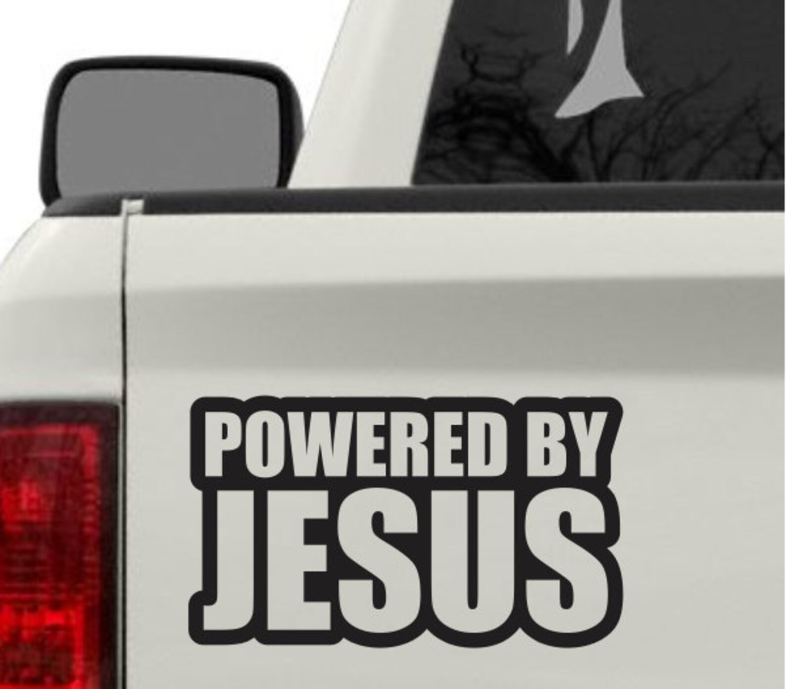 Powered by Jesus Bumper Sticker Vinyl Decal Funny Religious Religion ...