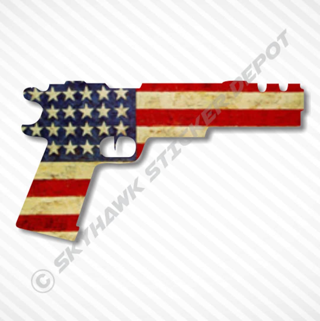 American Flag Hand Gun Sticker Vinyl Decal Bumper Sticker Car Truck ...