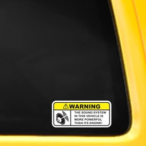 Sound System Warning Funny Sticker Vinyl Decal Dashboard Visor Sticker ...