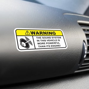 Sound System Warning Funny Sticker Vinyl Decal Dashboard Visor Sticker ...