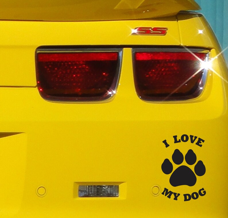 I Love My Dog Bumper Sticker Vinyl Decal Puppy Sticker Paw Print I Love ...