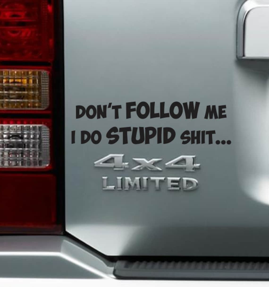 Funny Bumper Sticker Don't Follow Me, I Do Stupid Shit Vinyl Decal Car ...