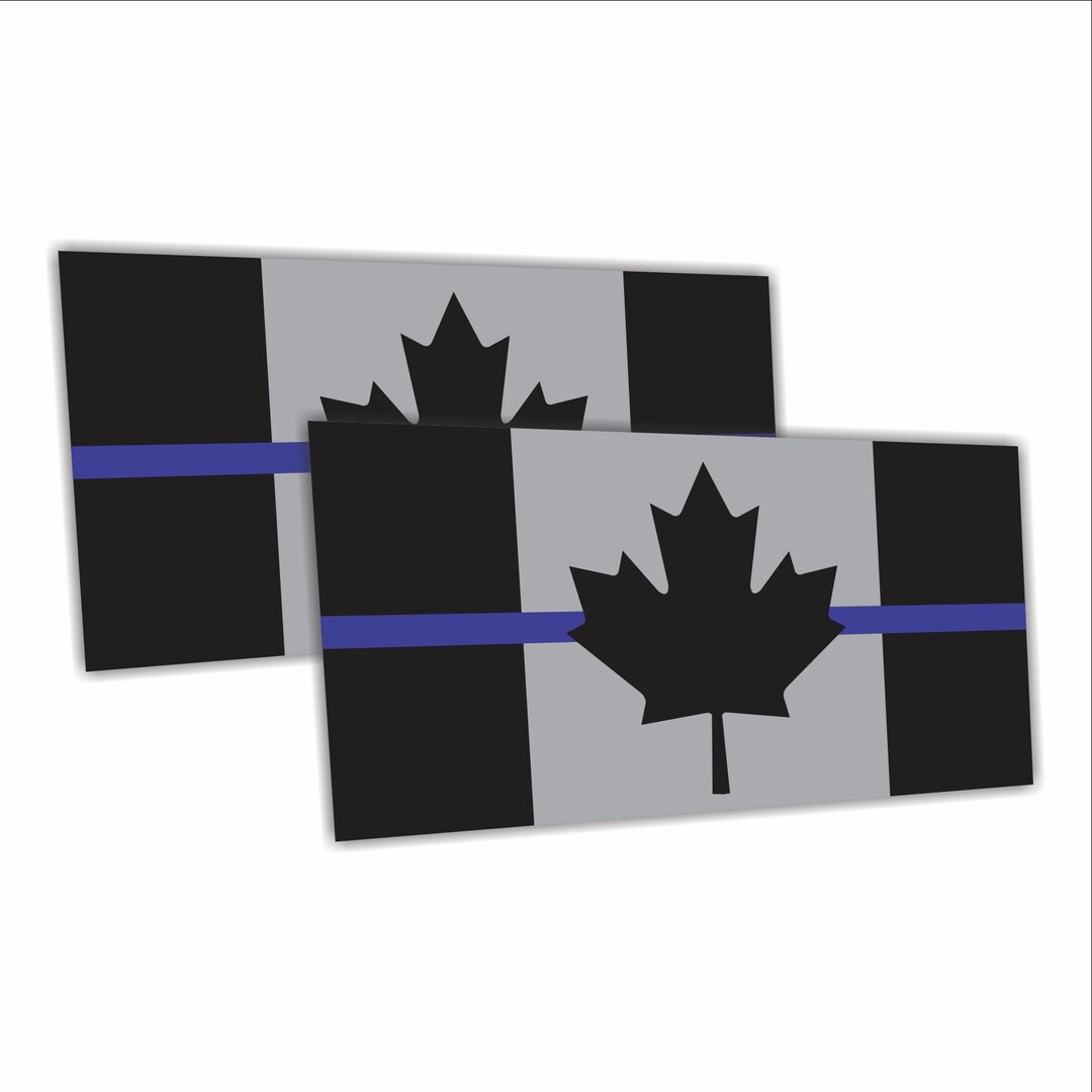 2 Pcs Subdued Canadian Flag Thin Blue Line Sticker Vinyl Decal Police ...
