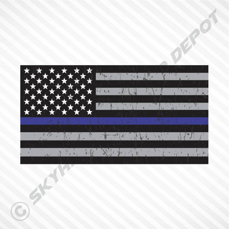 Subdued United States Flag Thin Blue Line Sticker Vinyl Decal - Etsy