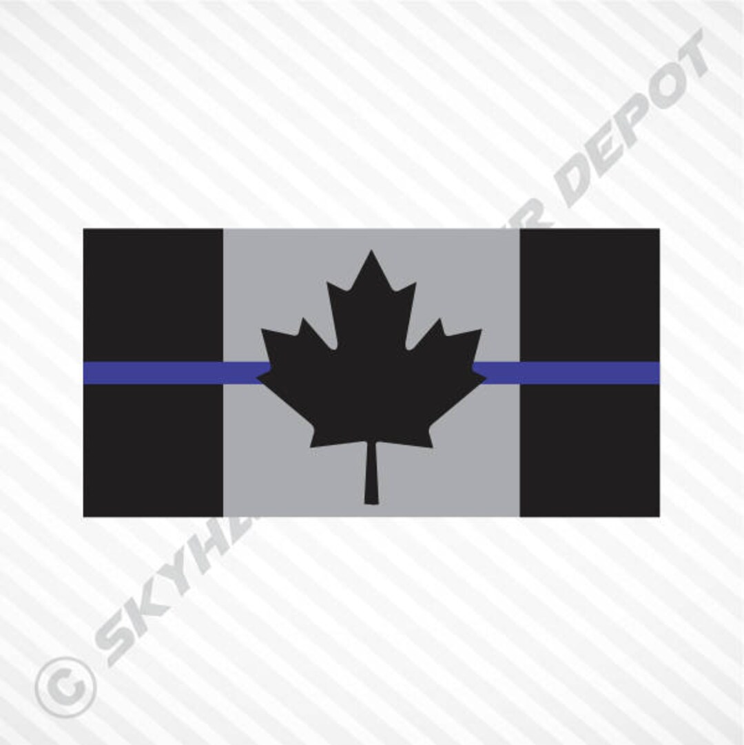 Subdued Canadian Flag Thin Blue Line Sticker Vinyl Decal Police Law ...