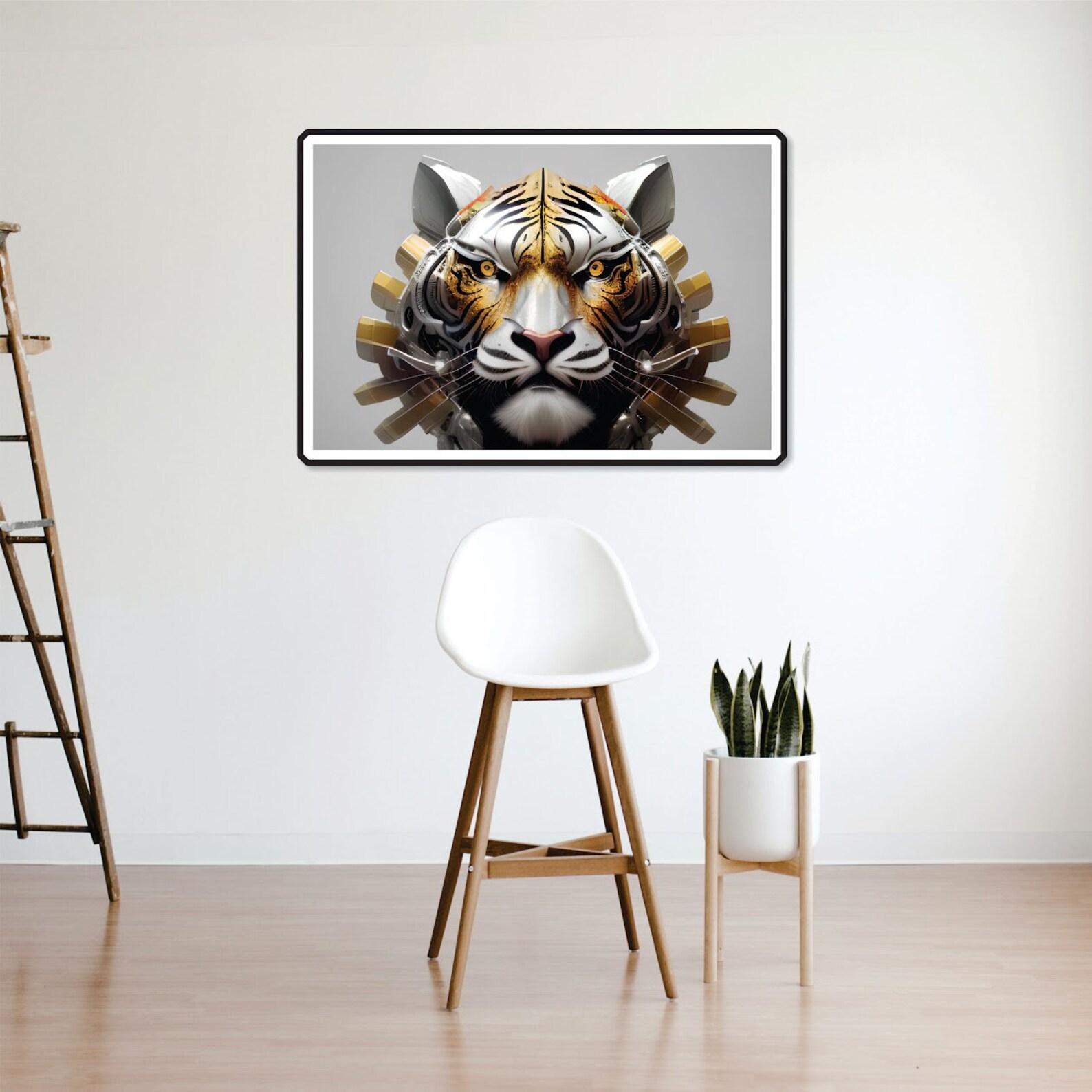 Majestic Robot Tiger Tigress Head Wall Art Poster Print, Self Adhesive ...