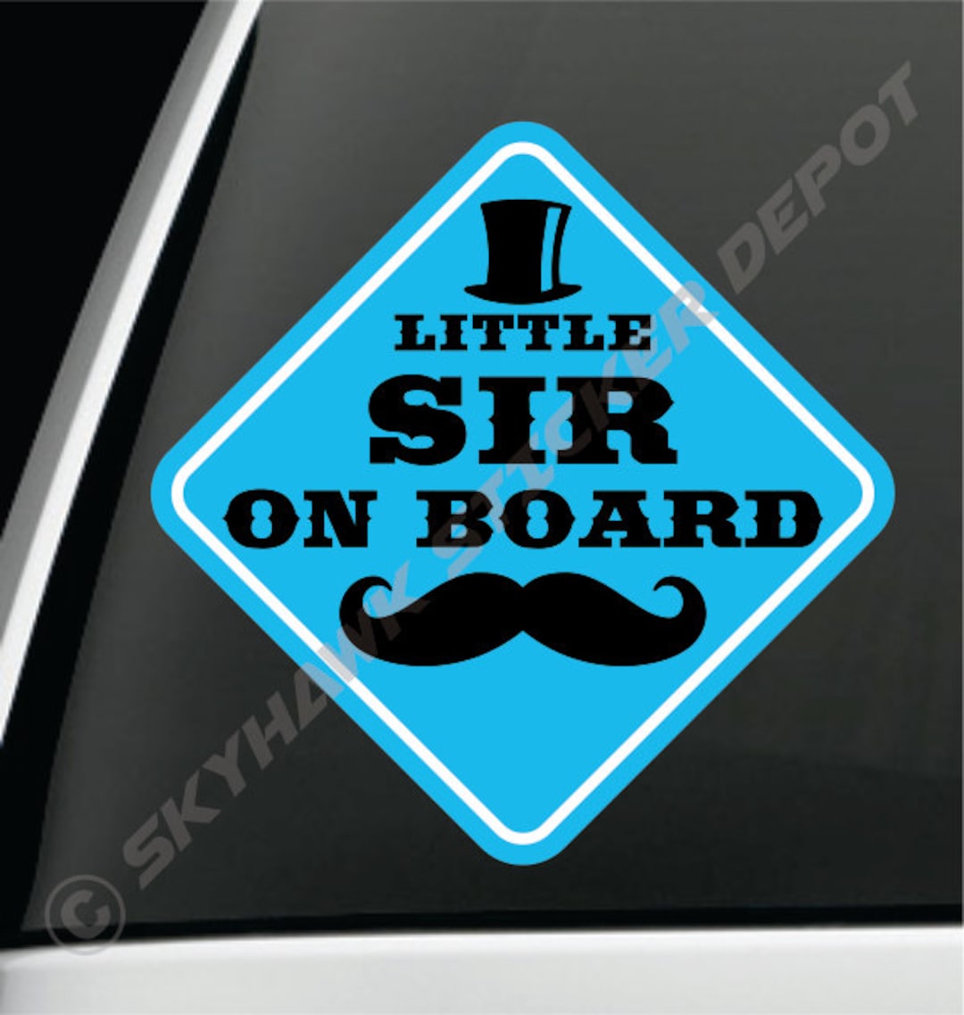 Little Sir on Board Bumper Sticker Vinyl Decal Blue Baby on Board ...
